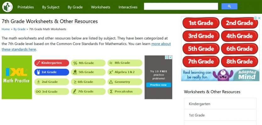 Free 7th Grade Math Worksheets- [Download]| MentalMathWorksheets